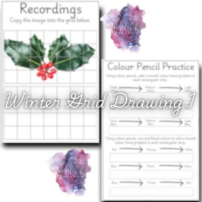 Winter Grid Drawing 1 Worksheet - Etsy