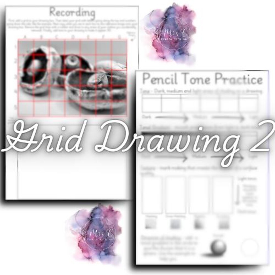 Autumn Pencil Grid Drawing - Etsy