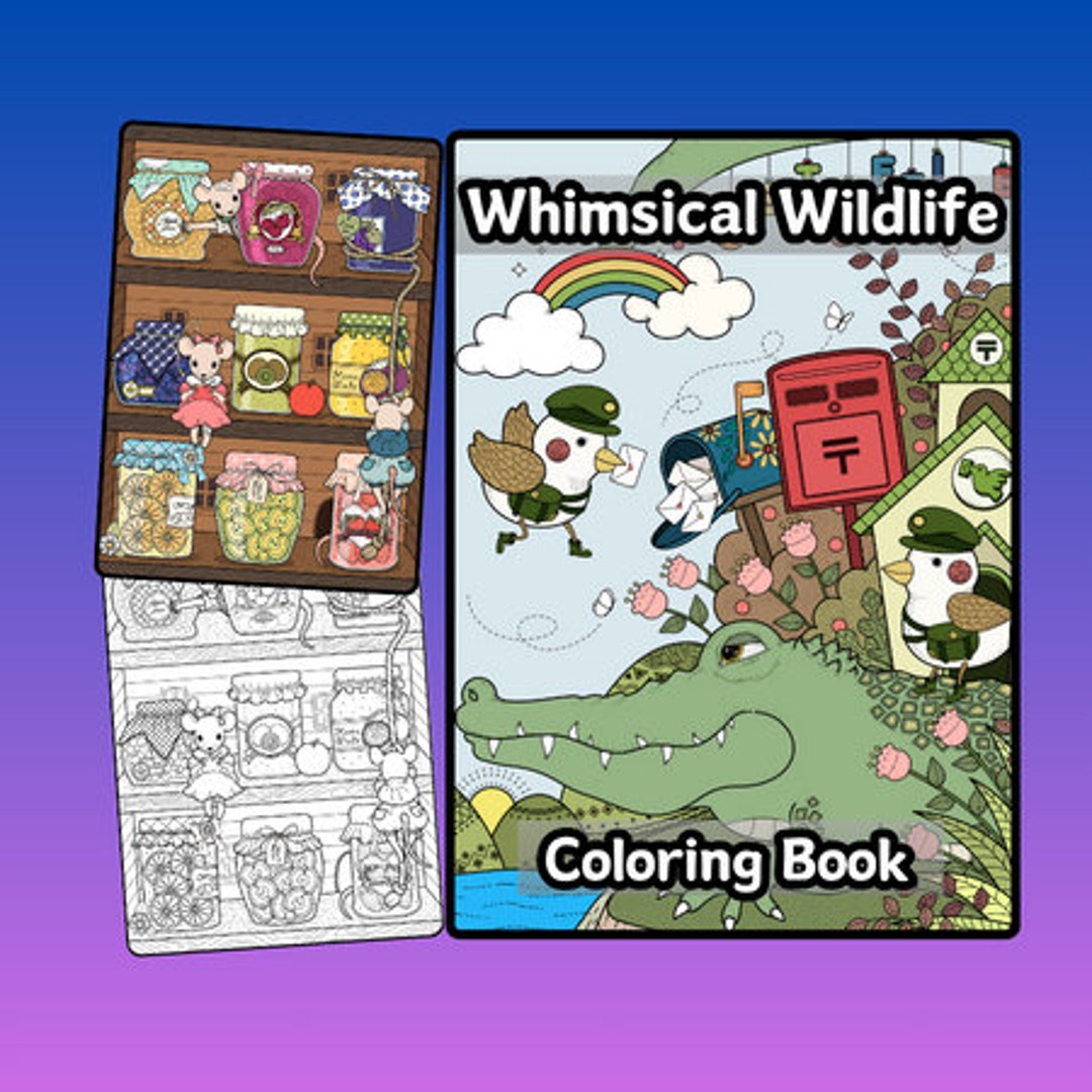 Whimsical Wildlife Adult Coloring Book Digital Download - Etsy