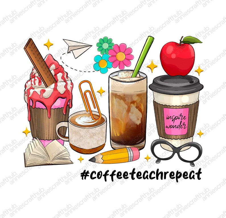 Teacher Coffee Cups Png, Teacher Coffee Cups Svg, Back to School Png ...