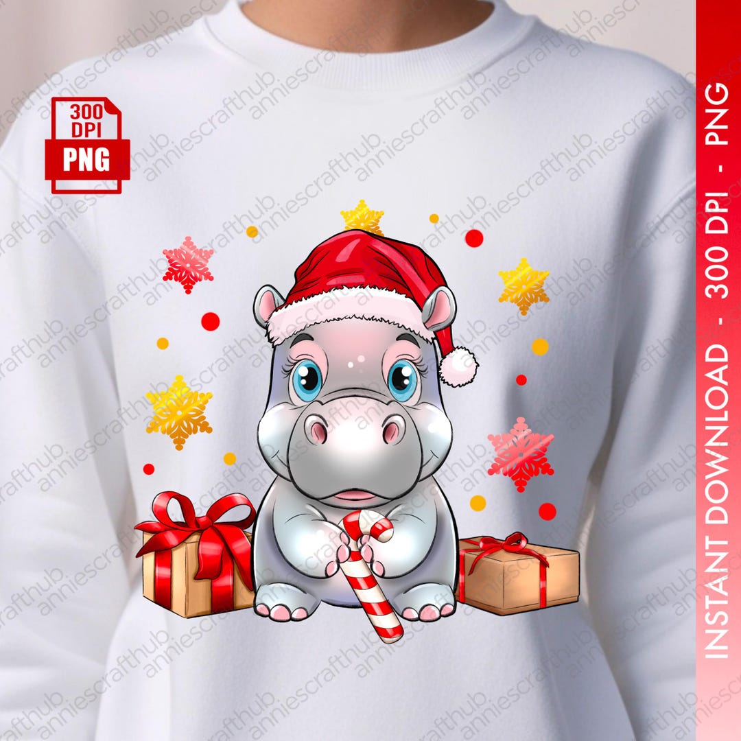 Christmas Hippopotamus Png, Christmas Png, Christmas Sublimation Png ...