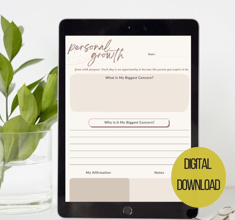 Worksheets Personal Growth Planner Self Reflection Journal Self Care ...