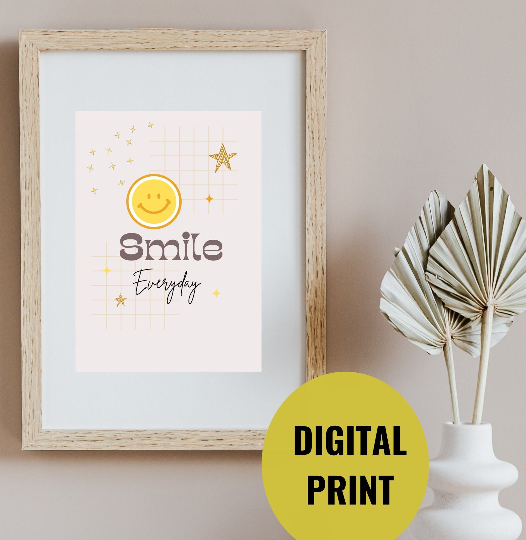 Printable Wall Art Smiley Face Emoji Inspirational Quote Positive ...