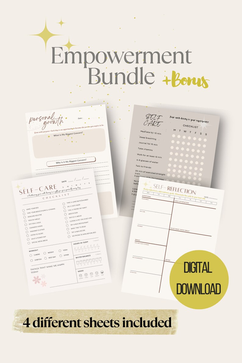 Worksheets Personal Growth Planner Self Reflection Journal Self Care ...