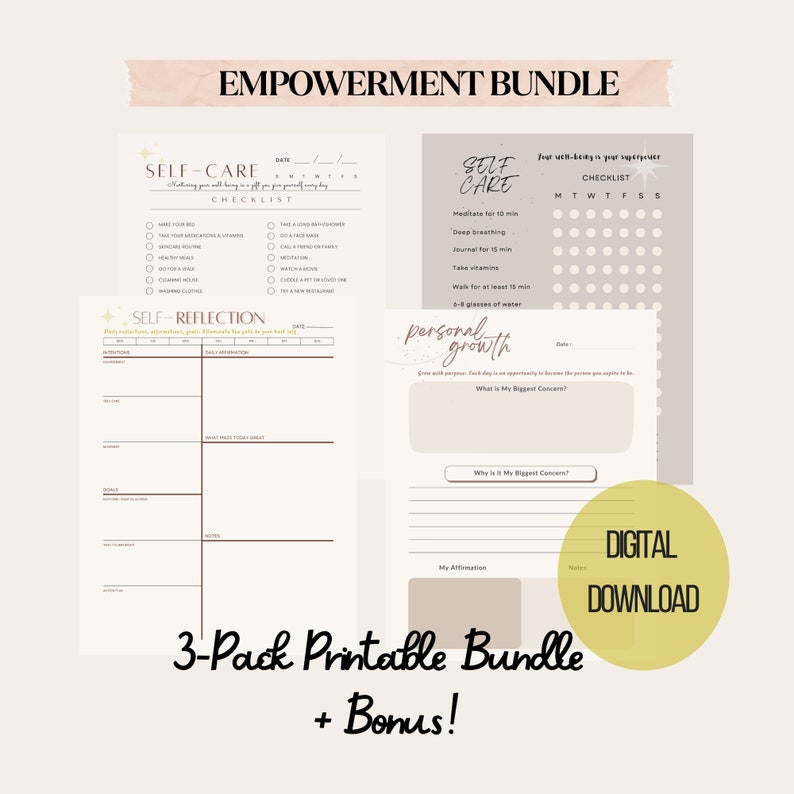 Worksheets Personal Growth Planner Self Reflection Journal Self Care ...