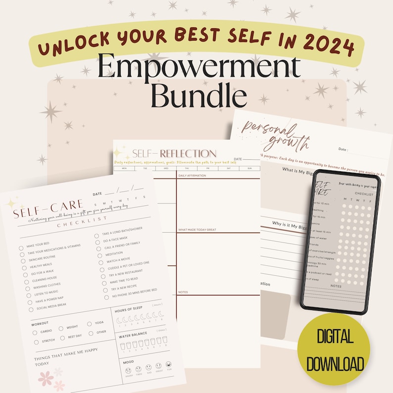 Worksheets Personal Growth Planner Self Reflection Journal Self Care ...