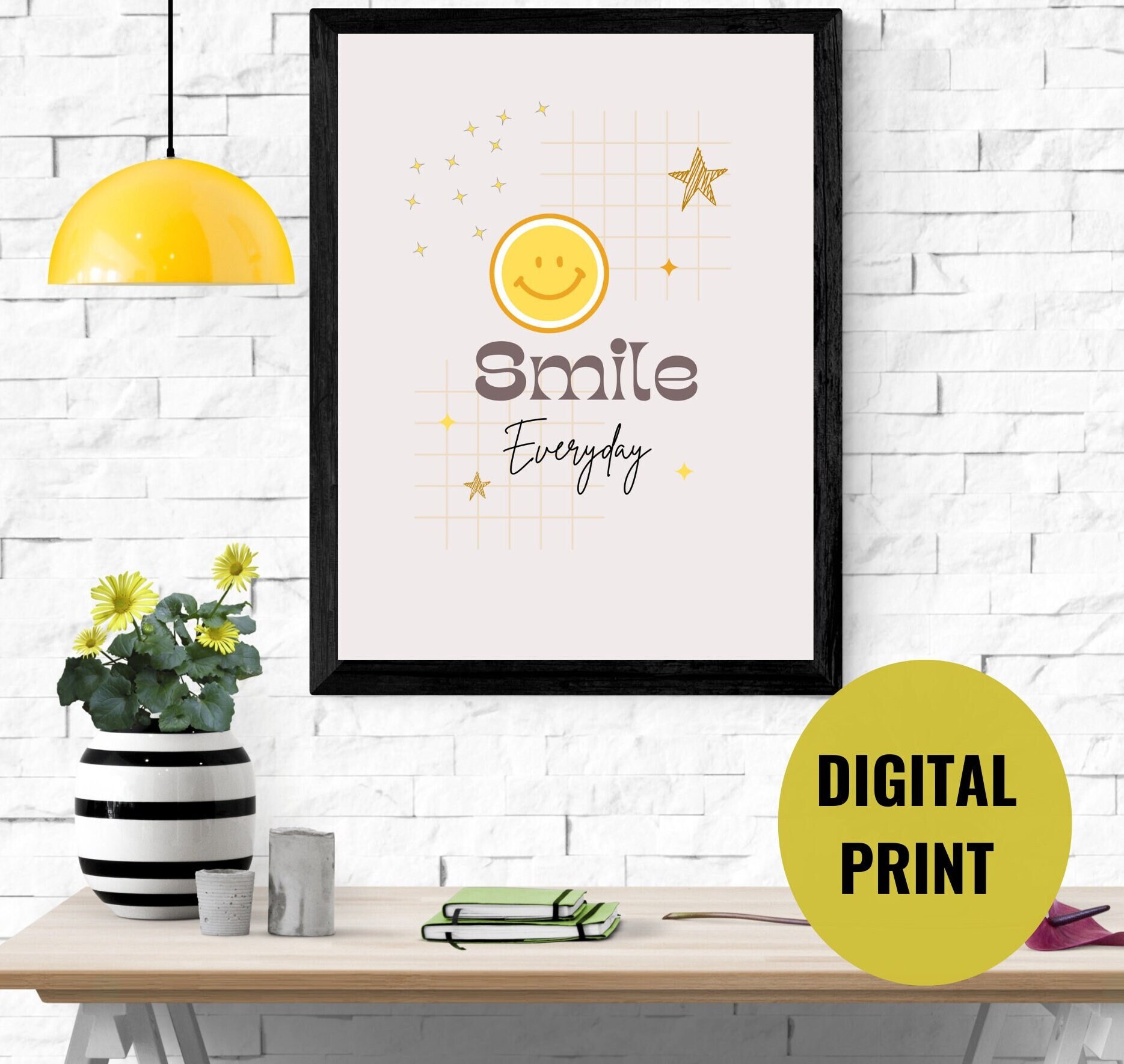 Printable Wall Art Smiley Face Emoji Inspirational Quote Positive ...