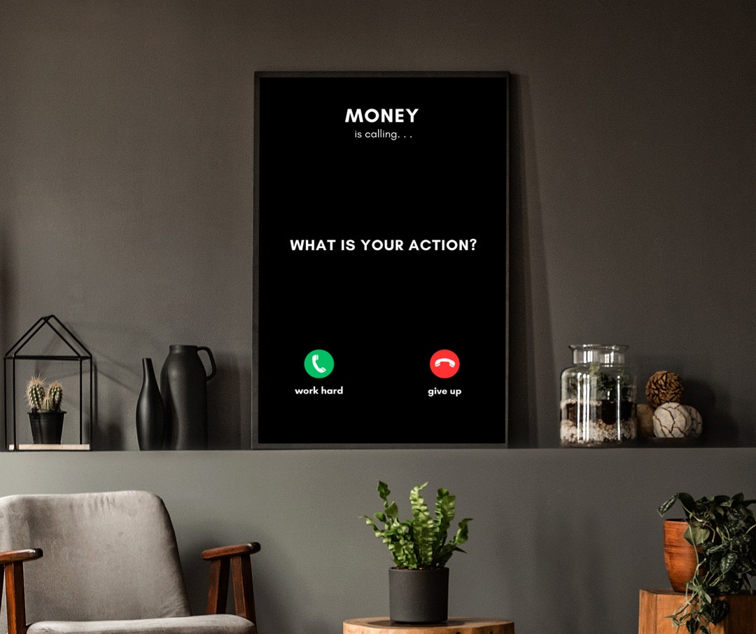 Money is Calling Motivational Wall Art Canvas Print Entrepreneur ...