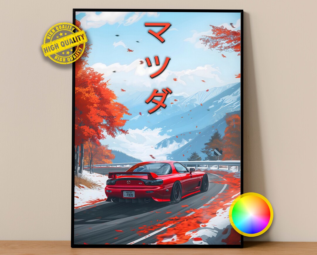 Mazda Poster RX-7 Fd Poster 7250.0 JDM Wall Decor JDM Art Nissan ...