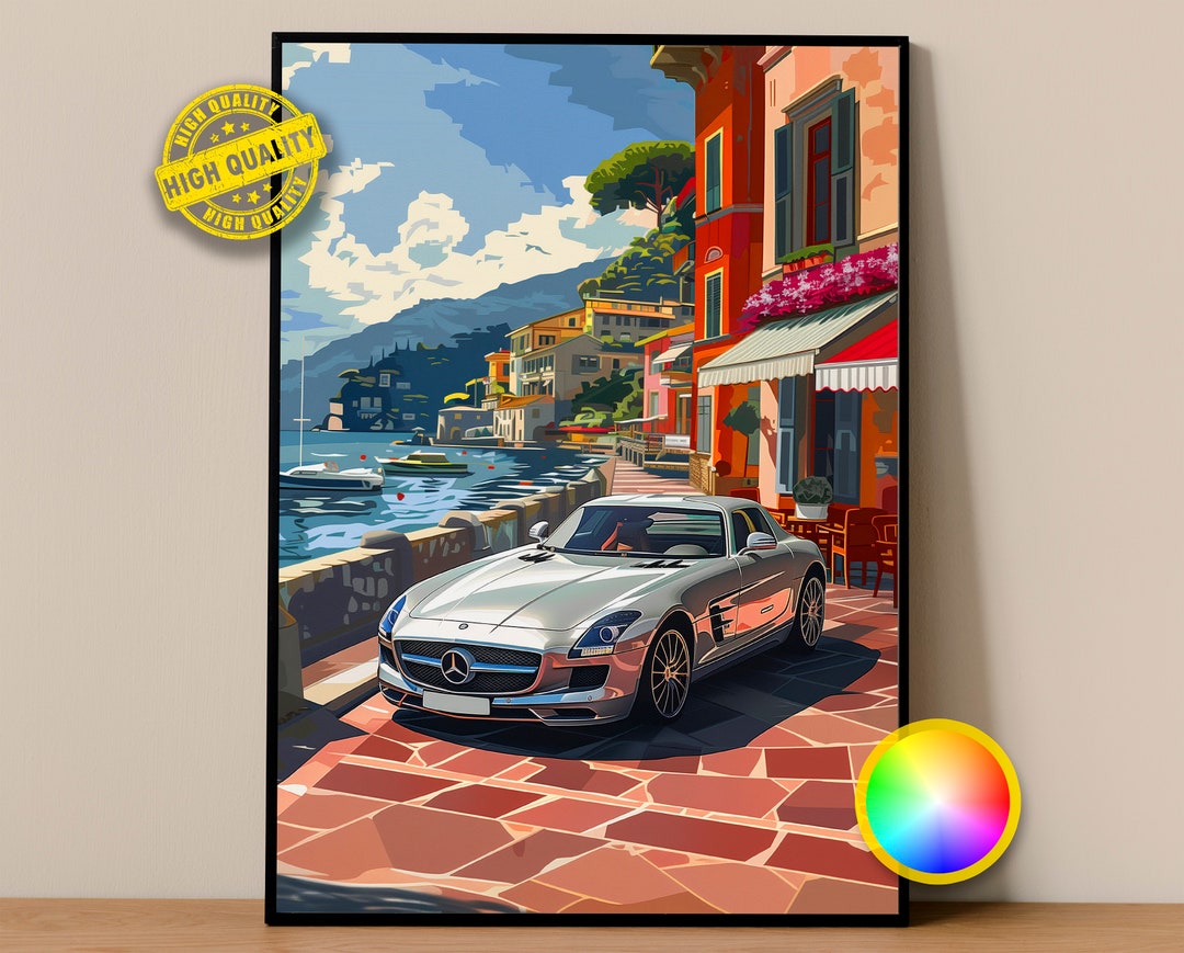 Mercedes Poster SLS AMG Poster 9003.2 Mercedes Wall Decor Mercedes Art ...