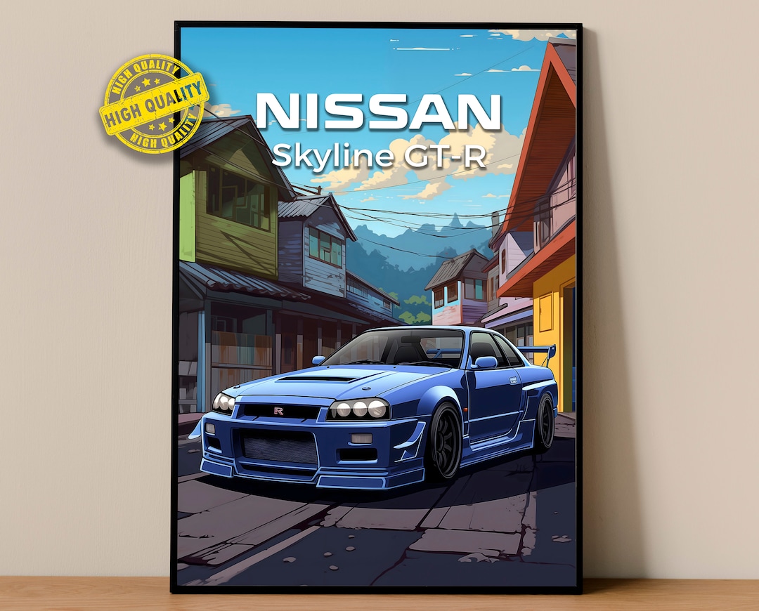 Nissan Poster Skyline GT-R R34 Poster 1200.1 JDM Wall Decor JDM Art ...