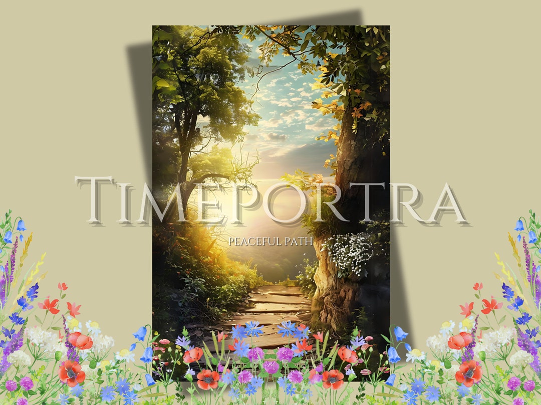 Peaceful Path Backdrops, Natural Forest Path Digital Backdrop, Tree ...