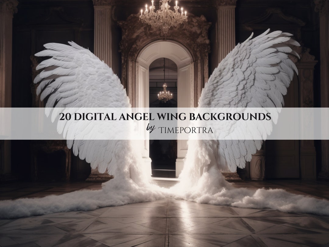 Twenty 20 White Digital Angel Wing Backgrounds, Colorful Backdrop ...
