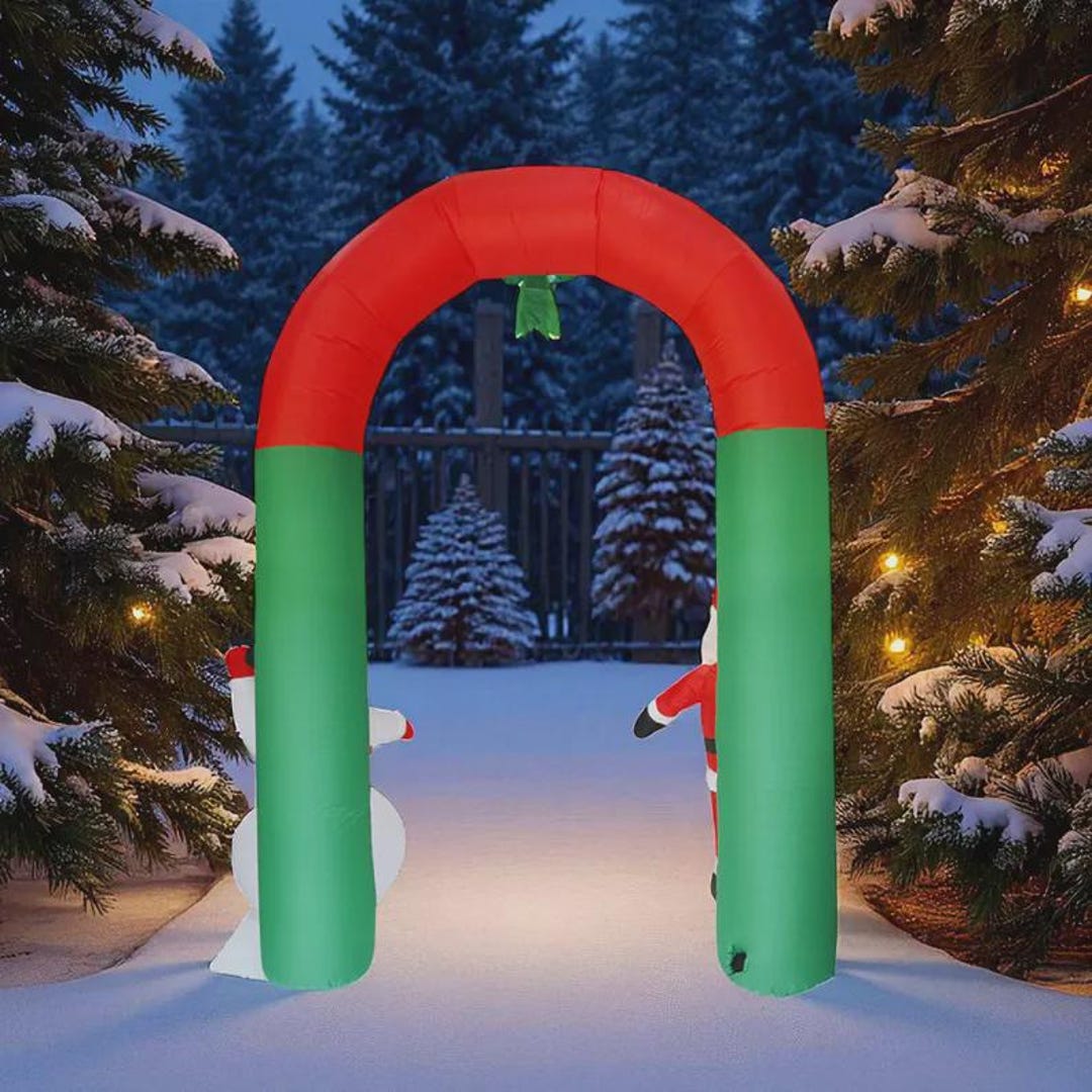 Inflatable Christmas Arch With Santa & Snowman | Lighted Holiday Yard Decoration - Etsy
