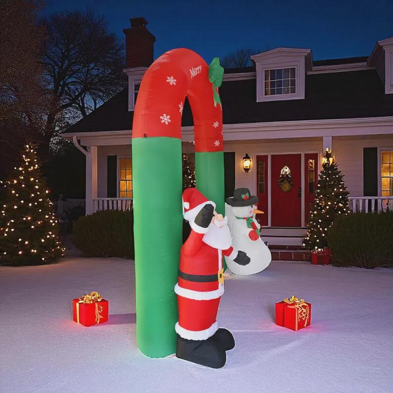 Inflatable Christmas Arch With Santa & Snowman | Lighted Holiday Yard ...
