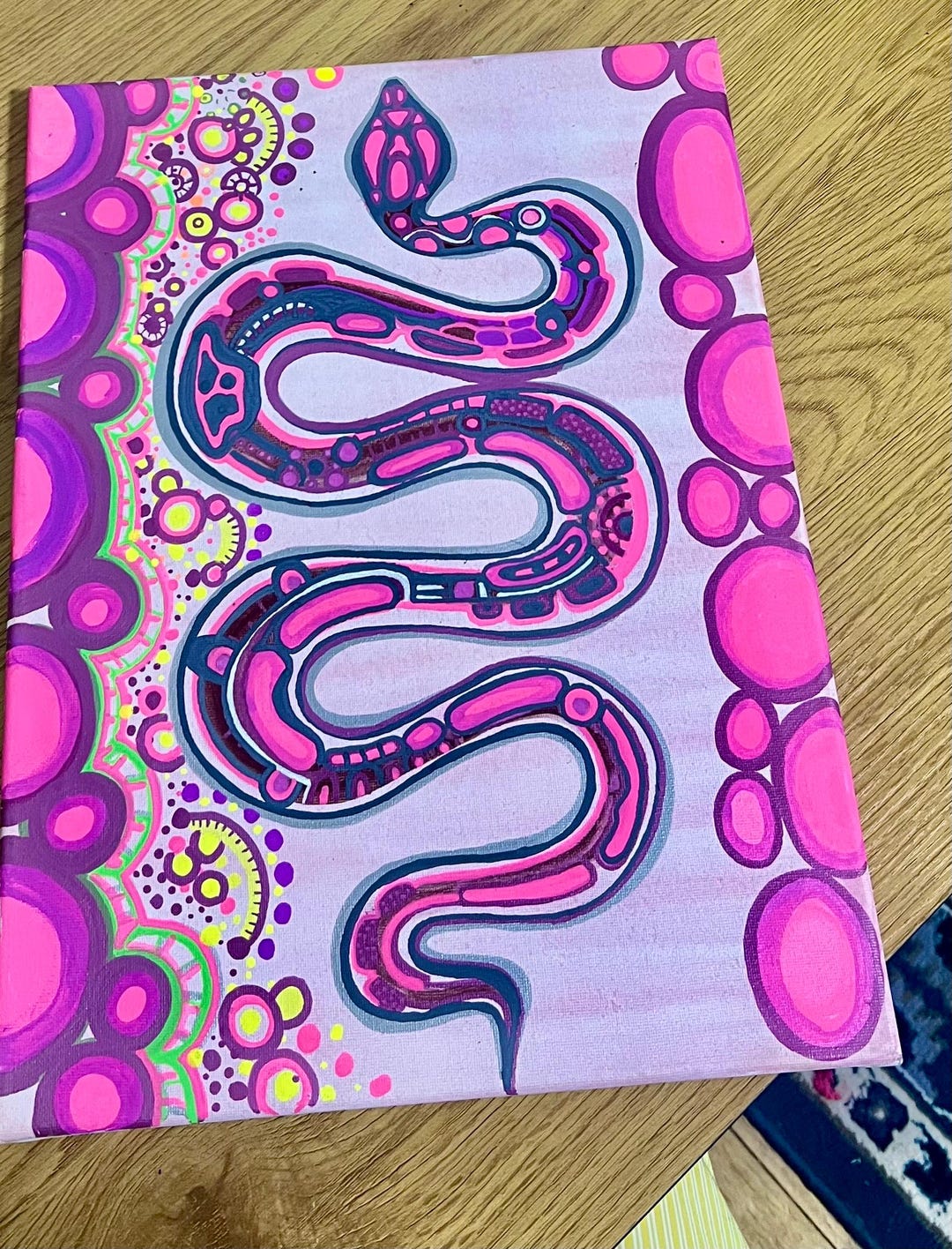 Snake Dreaming Pink Aboriginal Art 40 X 30cm - Etsy