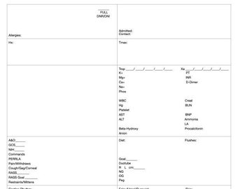 Critical Care/ ICU Report Sheet - Etsy