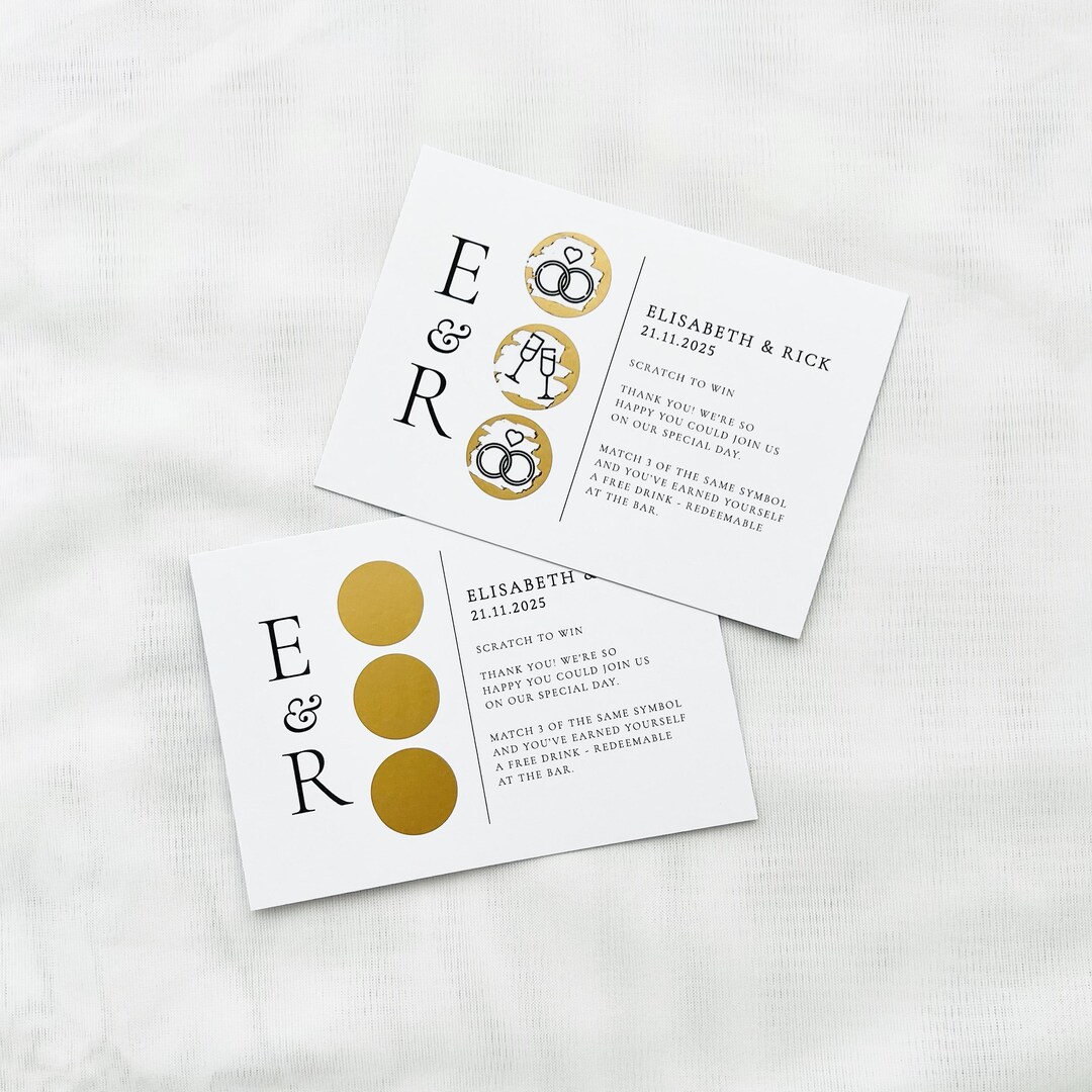 Wedding Favours for Guests, Wedding Favours, Personalised Scratch Cards ...