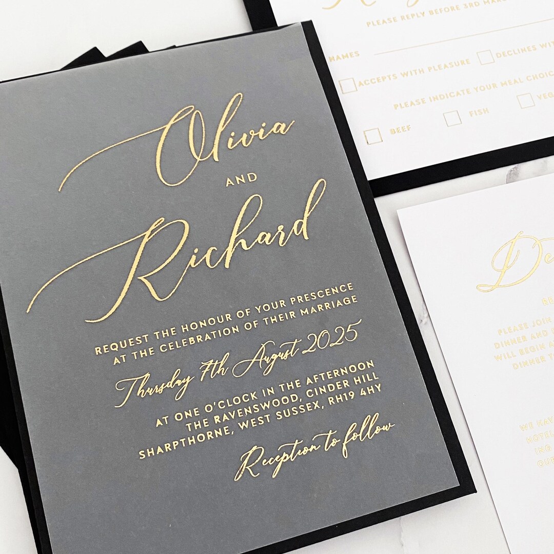 Vellum Foil Invitation Suite, Personalised Wedding Invitations, Wedding ...