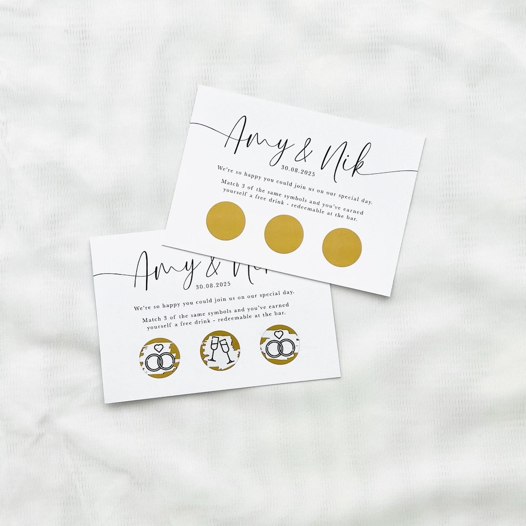 Wedding Favours for Guests, Wedding Favours, Personalised Scratch Cards ...