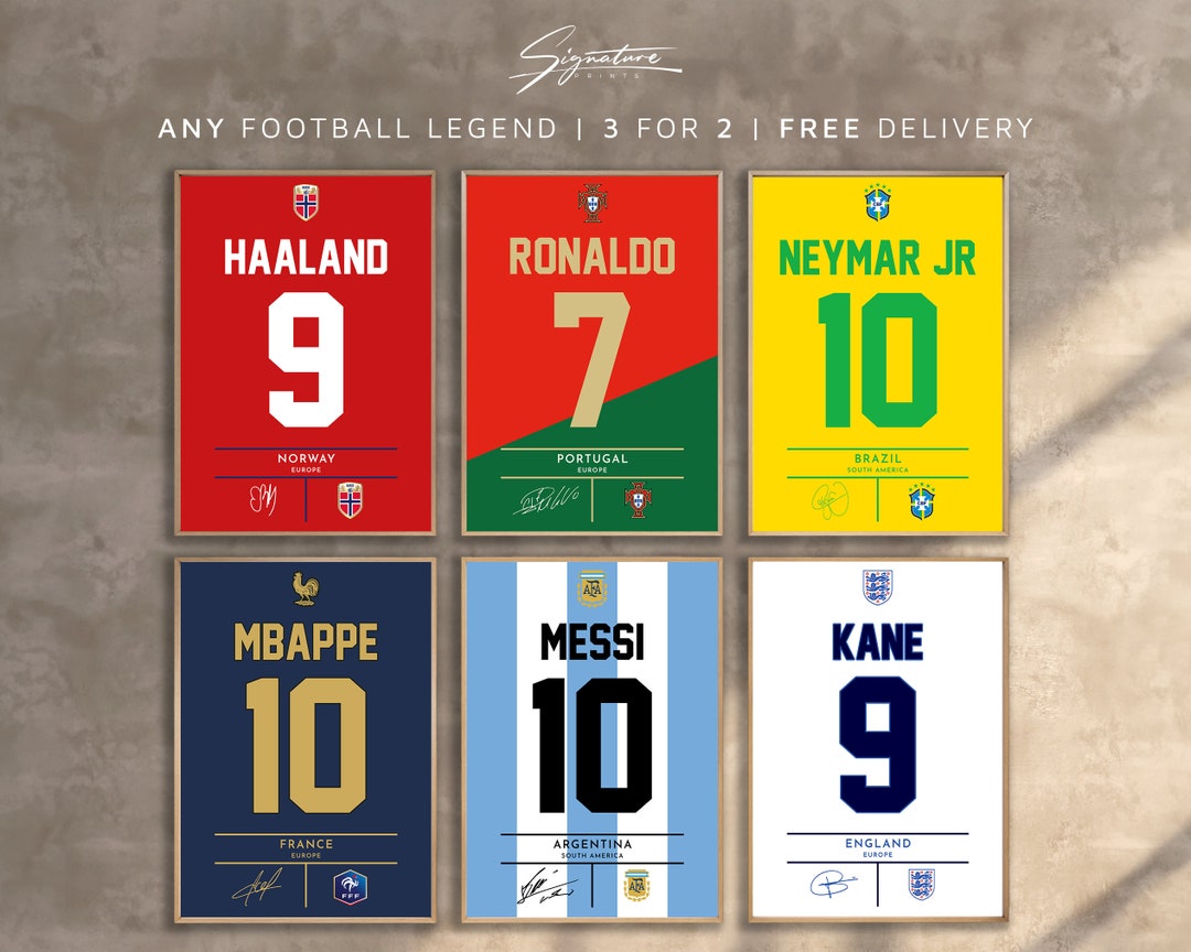 Football Legends Jersey Poster Lionel Messi Cristiano Ronaldo Neymar ...