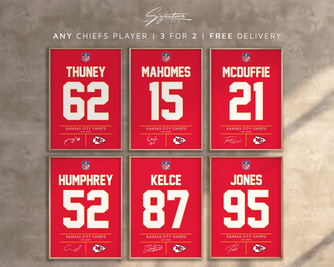Personalized Kansas City Chiefs Jersey Posters NFL Prints Sports Wall ...