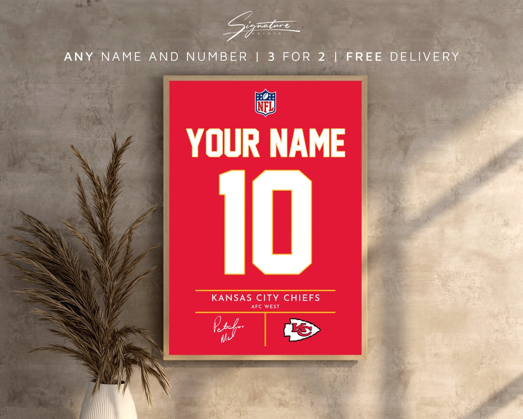 Personalized Kansas City Chiefs Jersey Posters NFL Prints Sports Wall ...