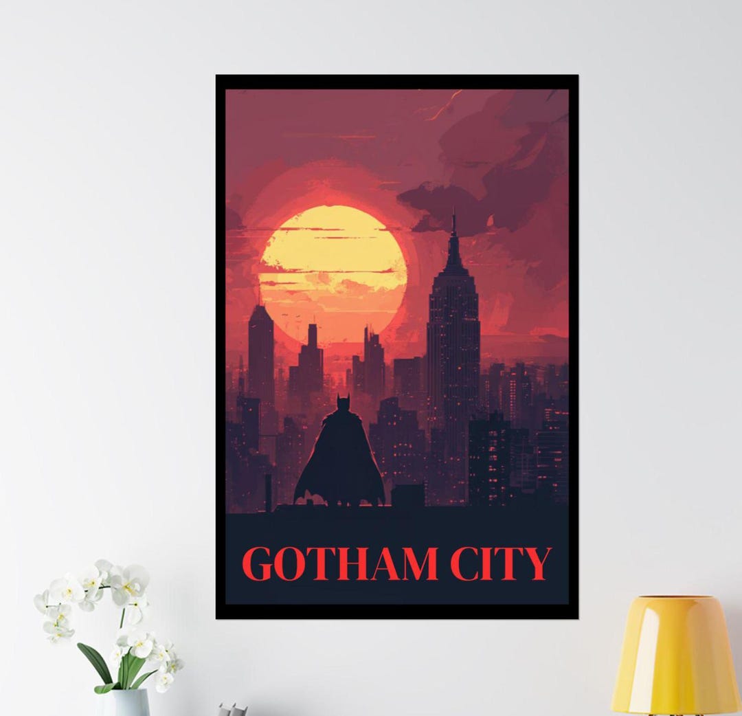 Gotham City Poster Batman Poster DC Comics Poster Game Room Poster Man ...
