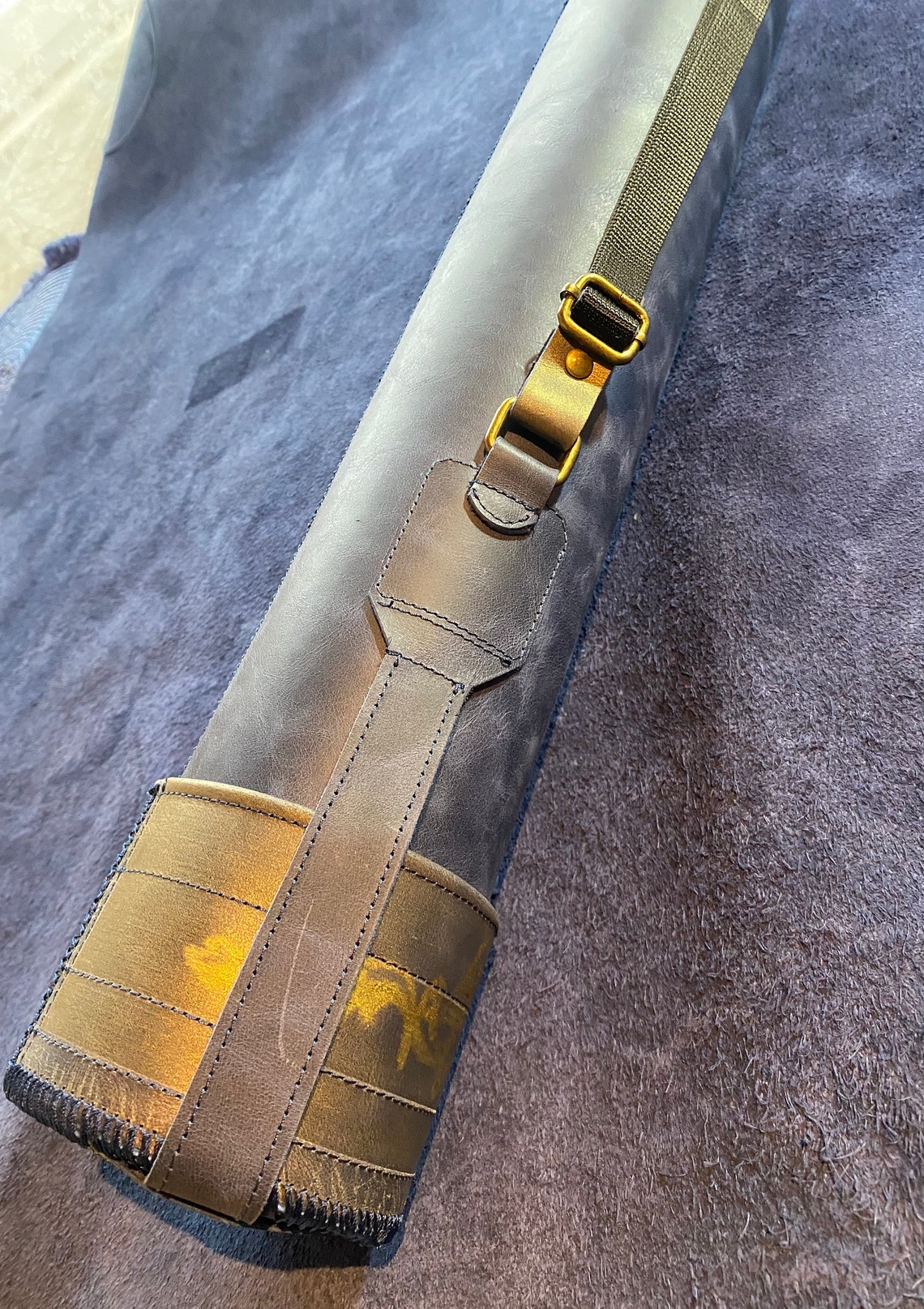 Leather Tube∅9 Cm.leather Map Case.bag for Architects.vintage Tube Case ...