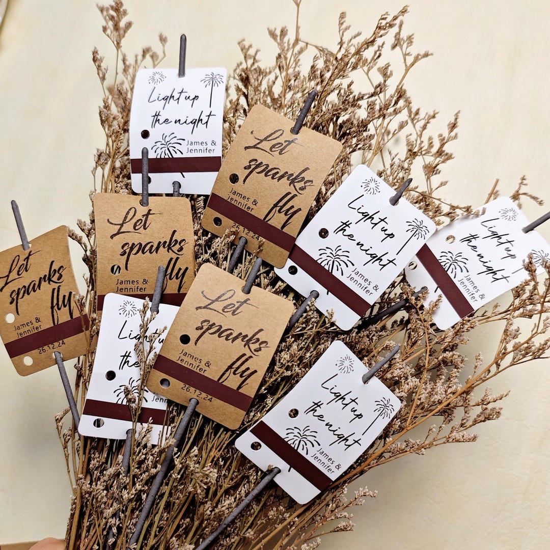 Let Love Sparkle, Personalized Sparkler Tags for Wedding, Engagement ...