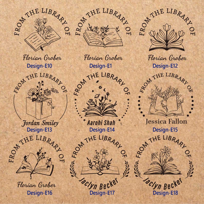 Custom Book Stamp, Self Inking Stamp, From the Library Of, Library ...