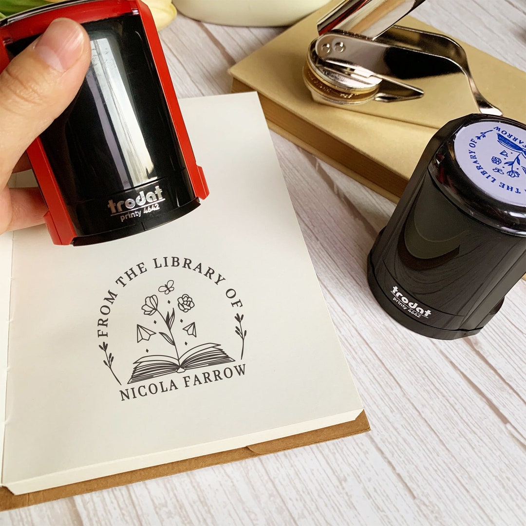 Custom Book Stamp, Self Inking Stamp, From the Library Of, Library ...