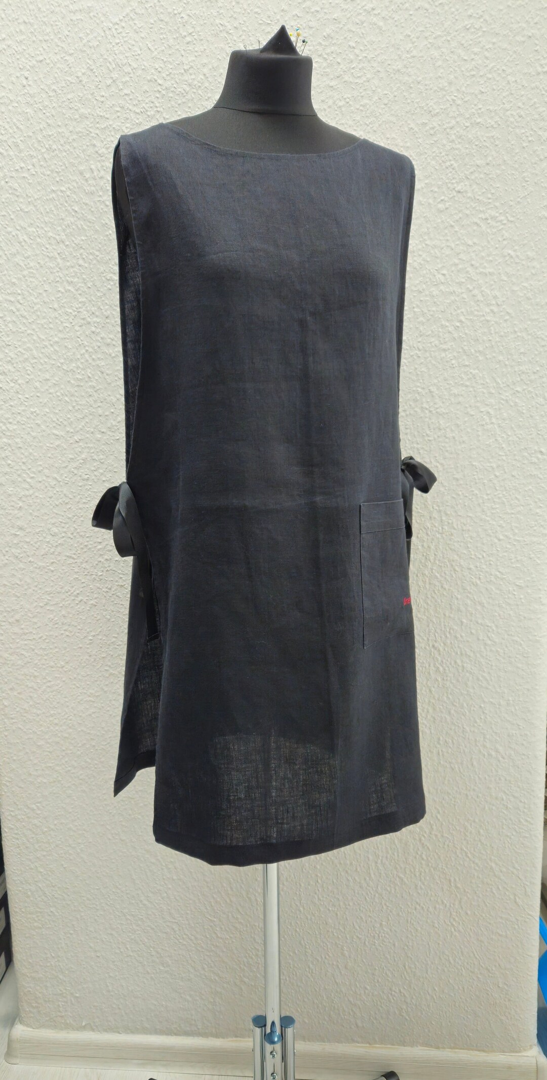 Women's Linen Dresses Apron, Full Neck Apron, Casual Straight Apron ...