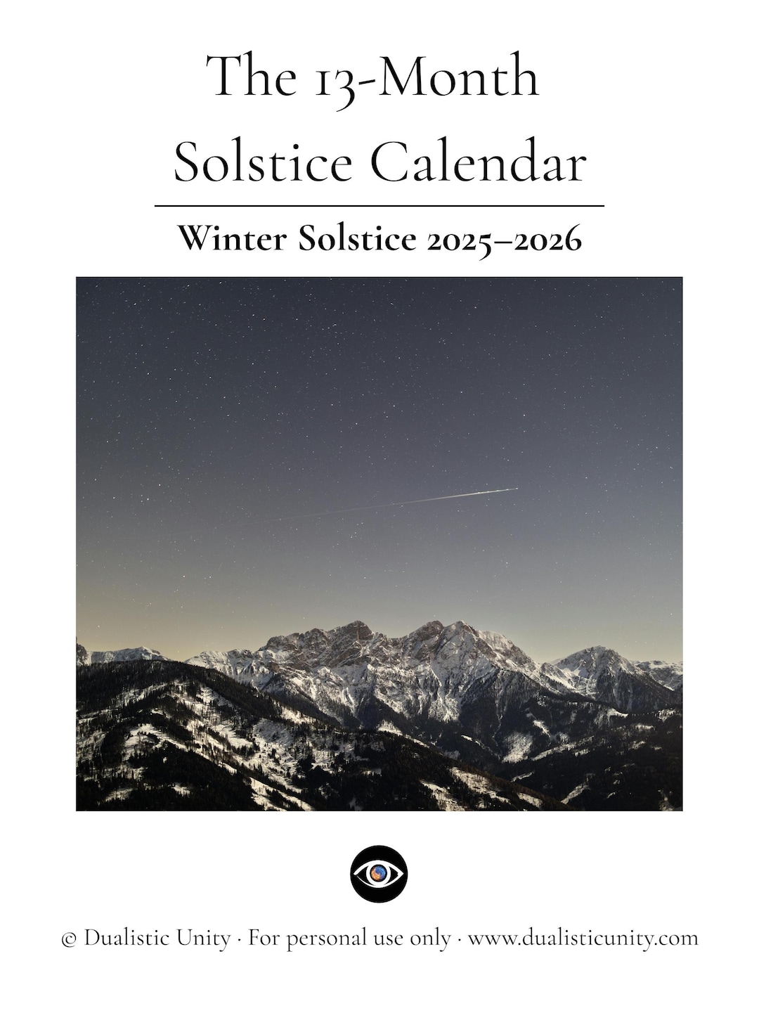 13 Month Solstice Calendar | Digital Download | Minimalist Calendar ...