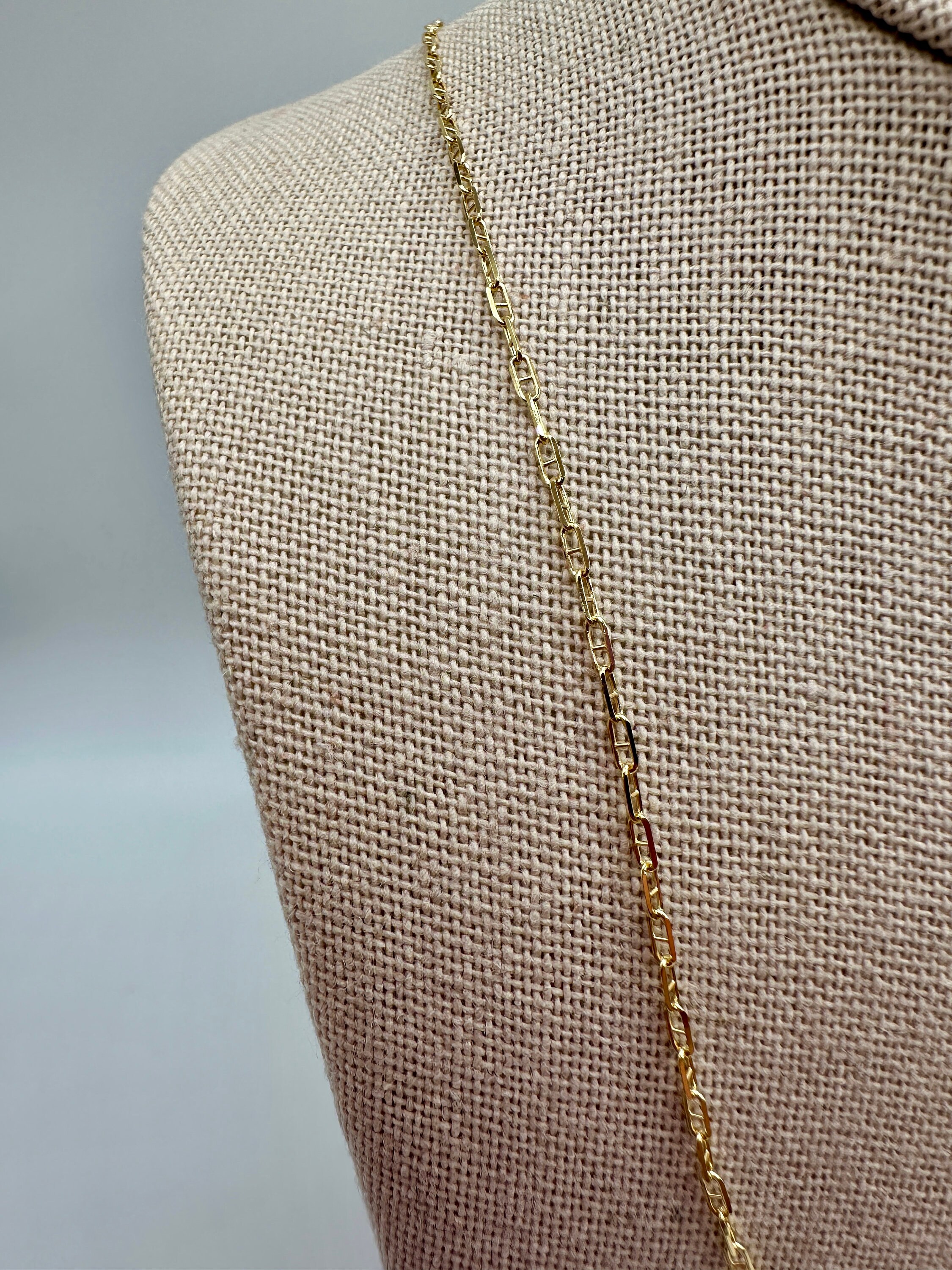 18K Yellow Gold Mariner Style Chain - Etsy