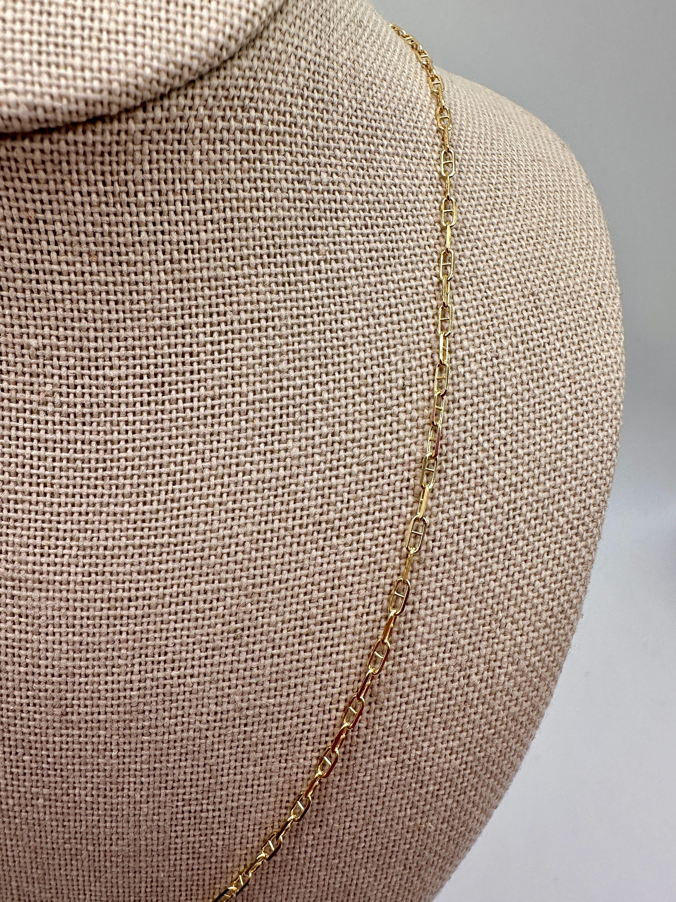 18K Yellow Gold Mariner Style Chain - Etsy