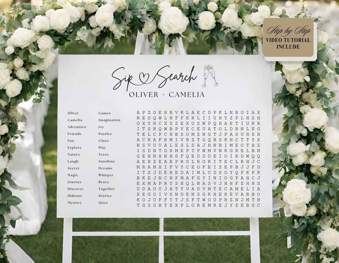 Custom Wedding Word Search Puzzle: Sip and Solve Game (digital Download ...