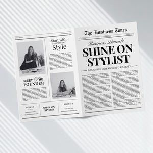 Business Newspaper Canva Template: Branding Announcement, Photoshoot ...
