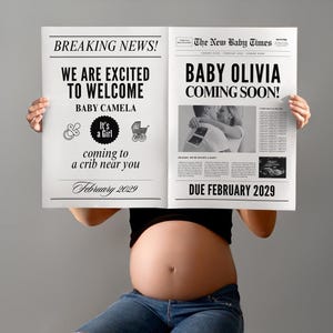 Newspaper Pregnancy Announcement Baby Digital, Large Newspaper Canva ...
