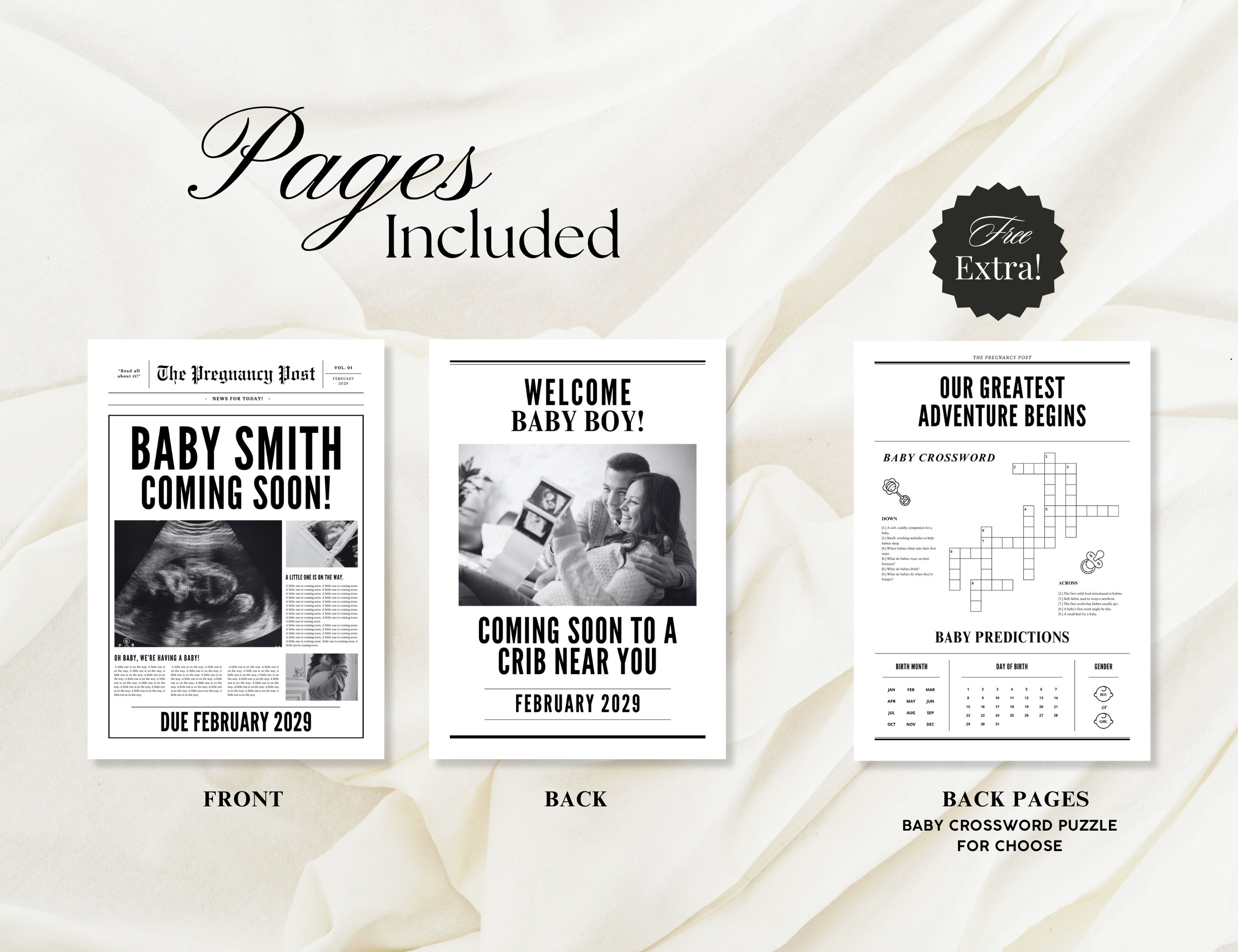 Editable Canva Baby Announcement Newspaper Template. Large Pregnancy ...