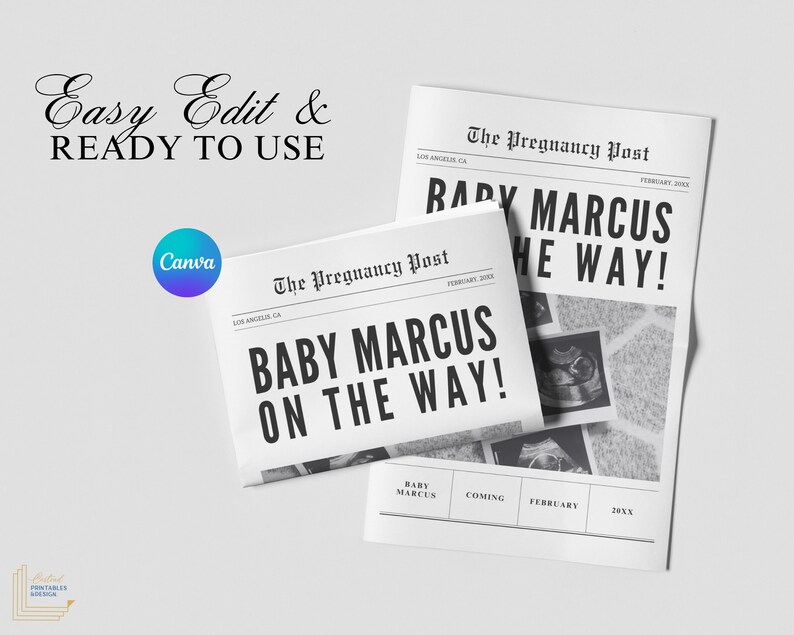Personalized Baby Announcement Newspaper Template Customizable Digital ...