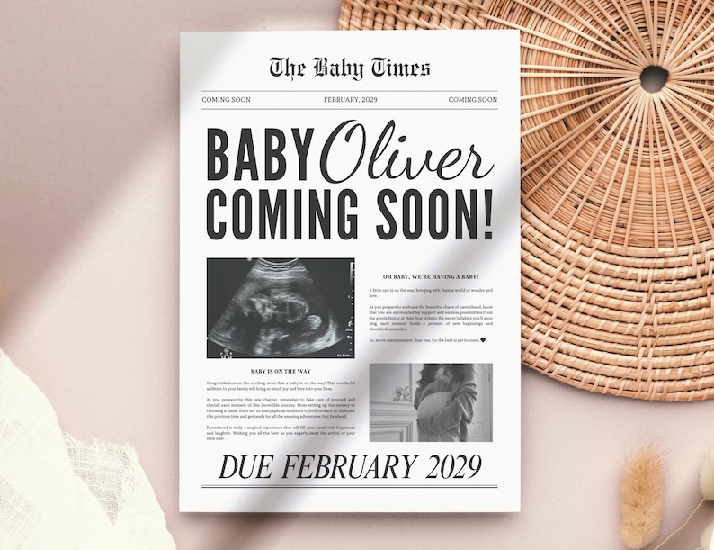 Baby Announcement Newspaper Template, Canva Editable Newspaper ...