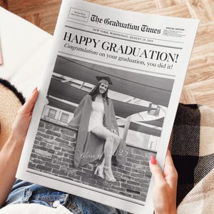 Graduation Newspaper Announcement Template, Editable Canva Bouquet Wrap ...