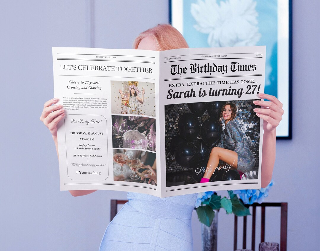 Editable Birthday Newspaper Template, Canva Customizable Photoshoot ...