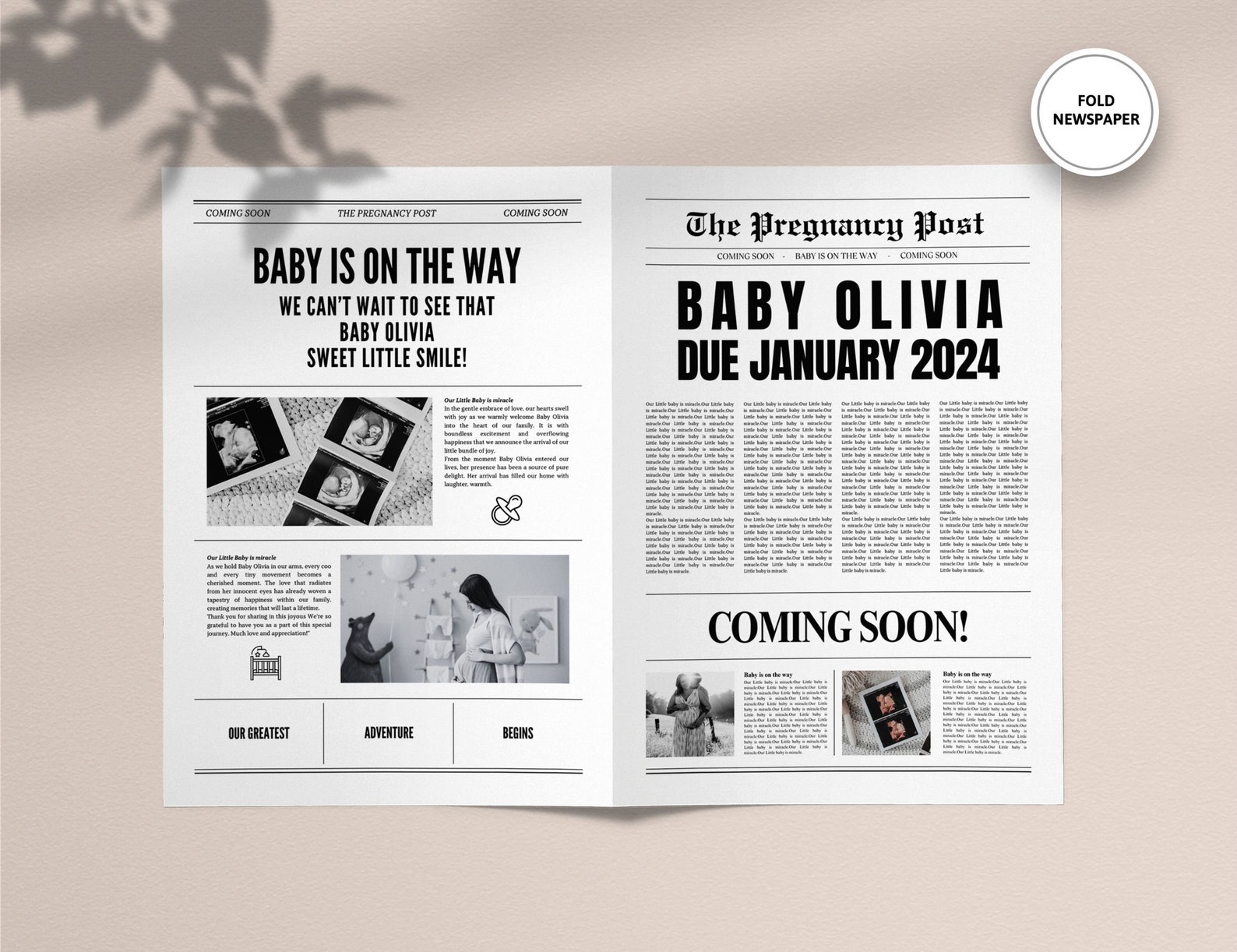 Baby Announcement Newspaper Template, Large Pregnancy Announcement ...