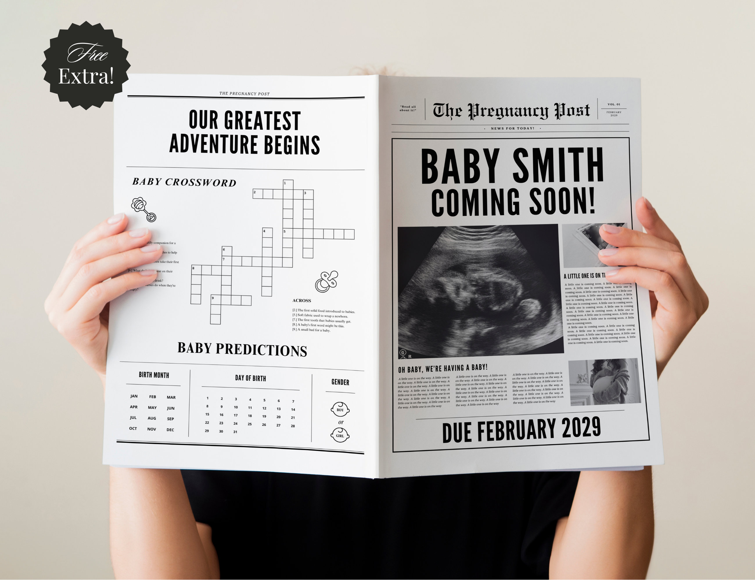 Baby Announcement Newspaper Template, Editable Canva Newspaper, Large ...