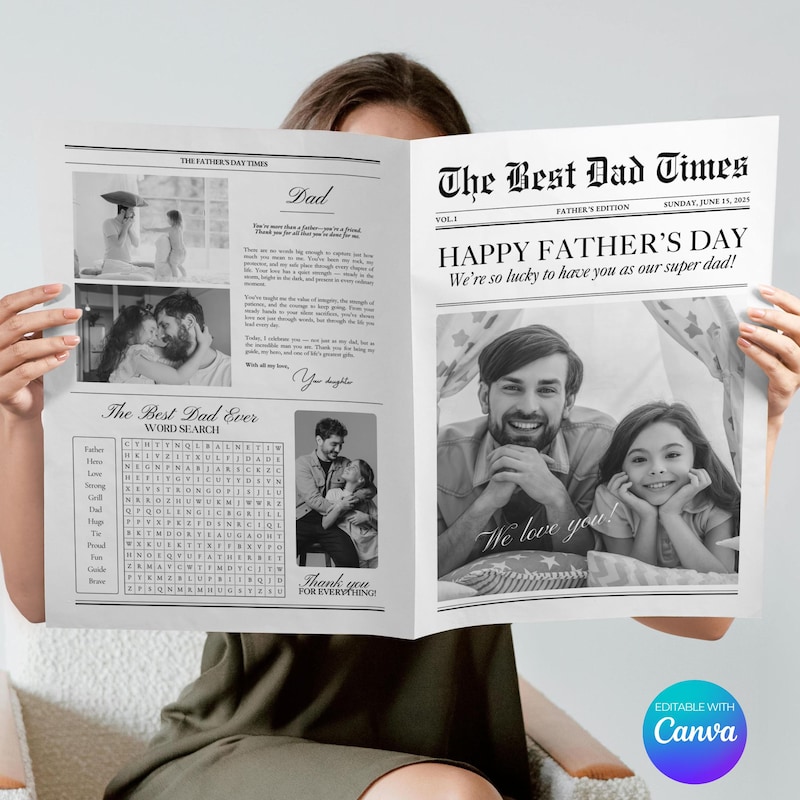 Father Day Newspaper Template - Etsy