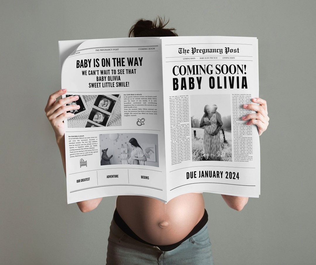 Baby Announcement Newspaper Template, Canva Editable Newspaper,large ...