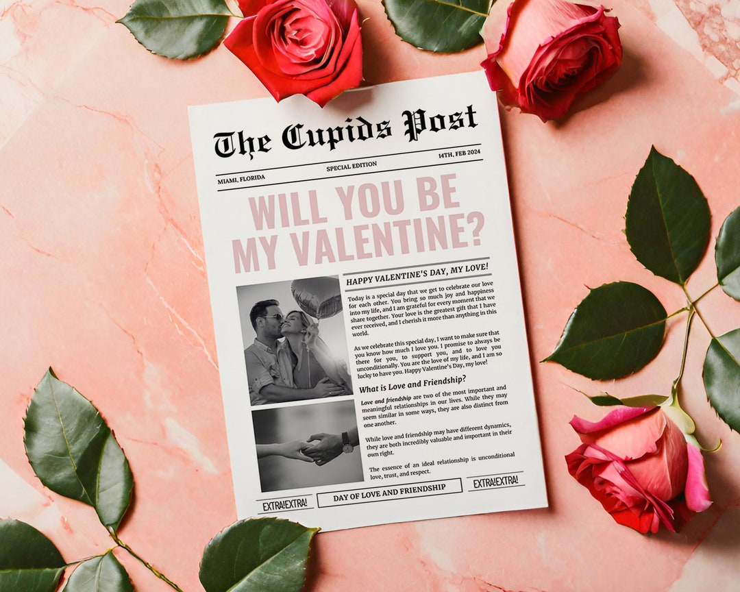 Cupids Post Newspaper Template, Valentines Day Newspaper Template, Will ...