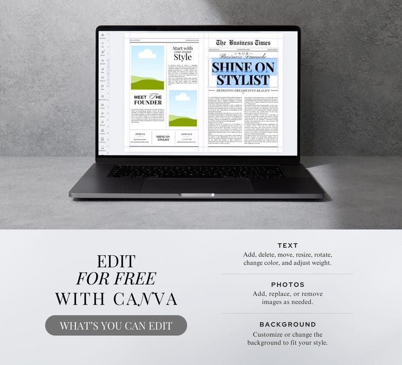 Business Newspaper Canva Template: Branding Announcement, Photoshoot ...
